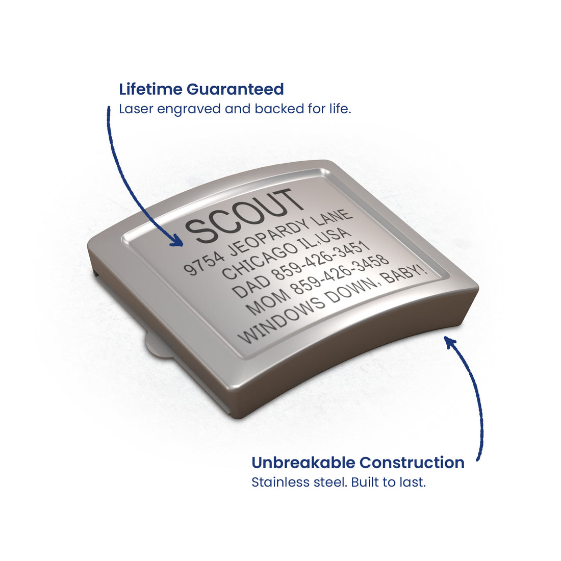 Dog iD - Custom Dog ID Tag Plate for Collars