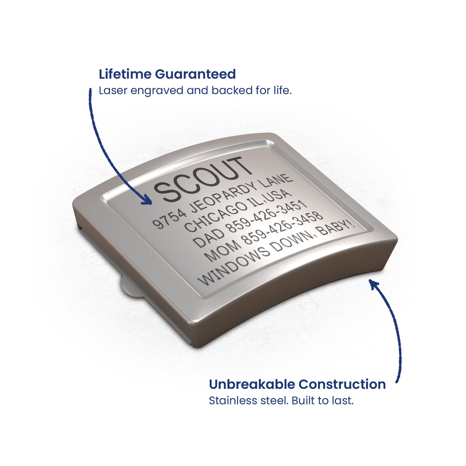 Dog iD - Custom Dog ID Tag Plate for Collars